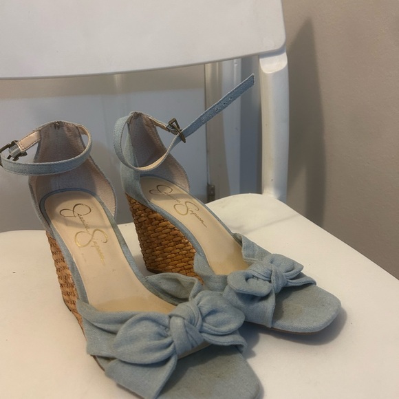 Jessica Simpson | Shoes | Jessica Simpson Light Blue Wedge Sandals ...